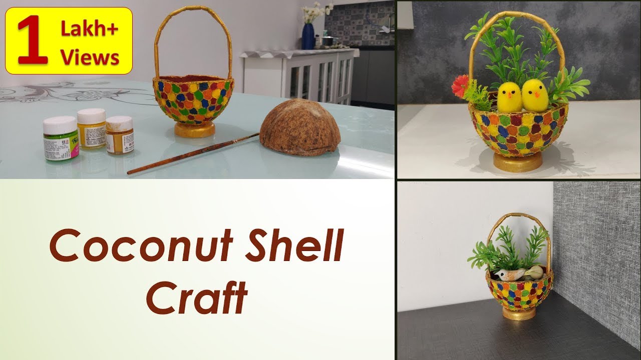 Coconut Shell Craft | Coconut Shell Basket | DIY | தேங்காய் மூடியை ...