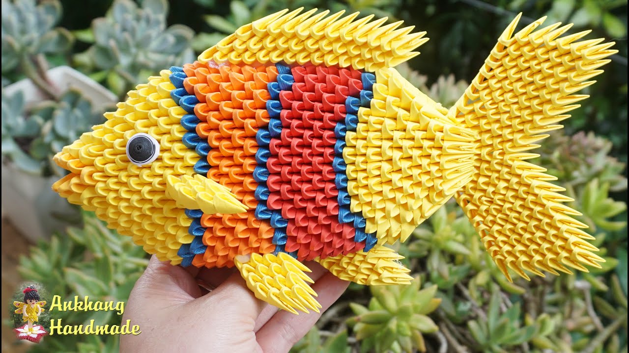 3d origami fish tutorial P1 | DIY paper fish , paper craft idea , home ...