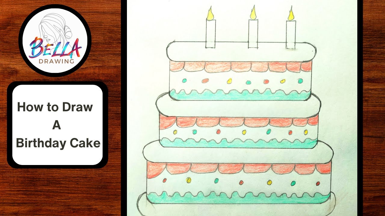 How to Draw a Birthday Cake Step By Step || Birthday Cake Drawing for ...