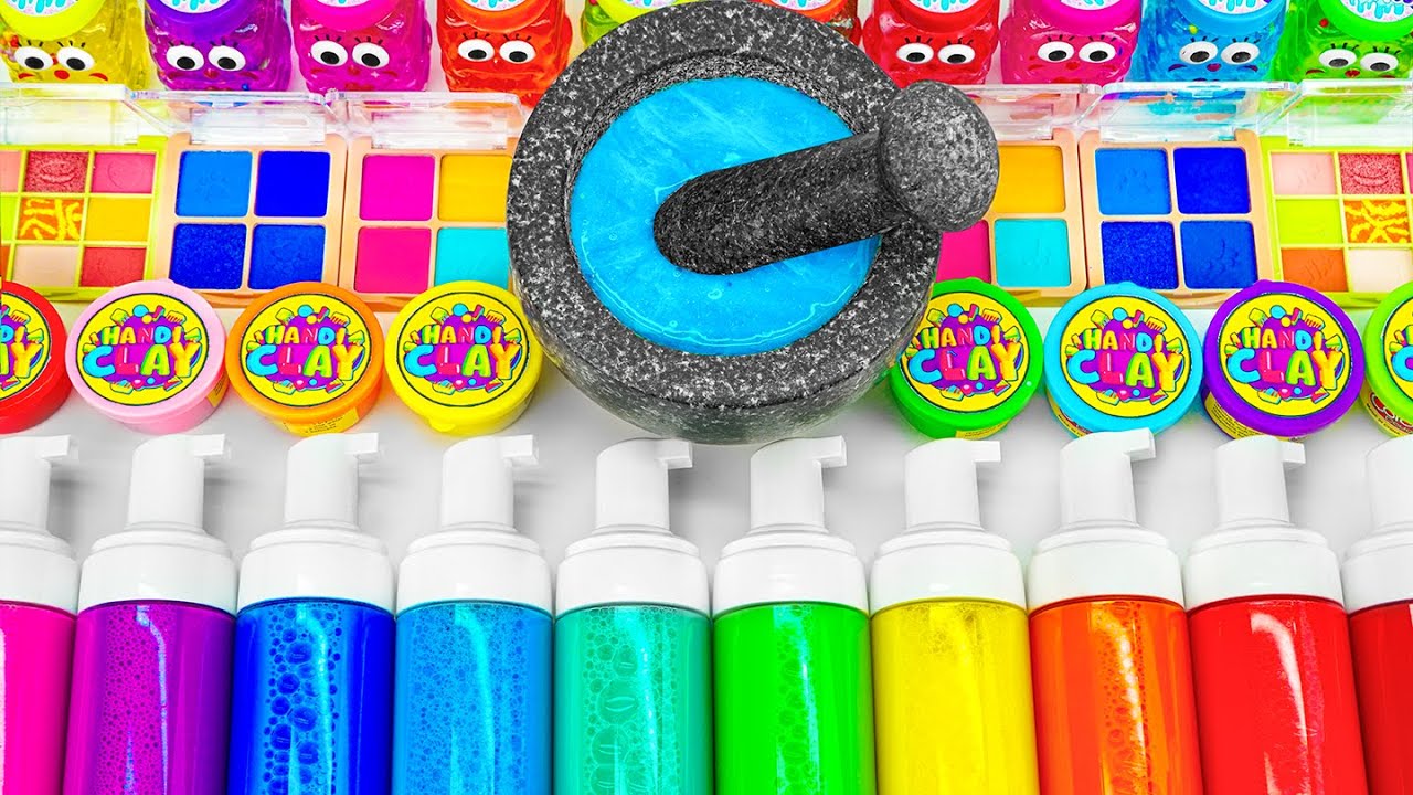 Satisfying Video How To Make Rainbow Paint Slime Makeup Eyeshasow ...