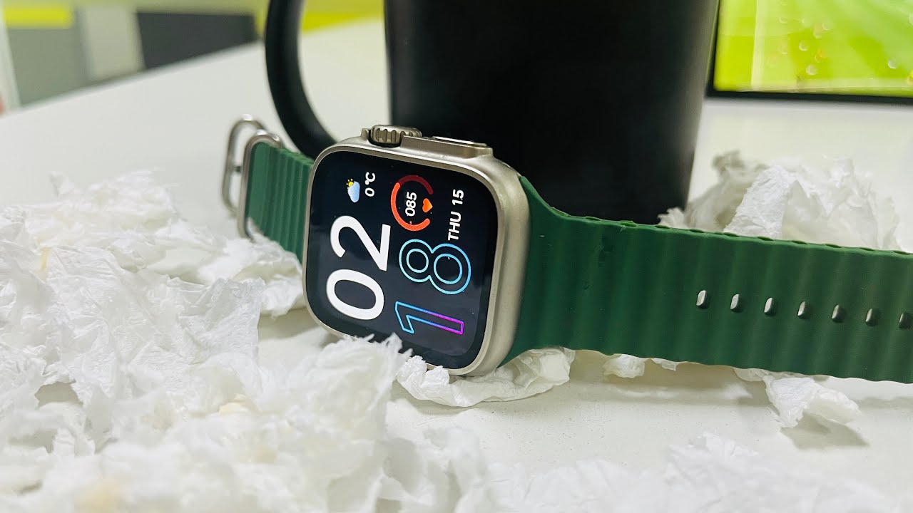 Apple i watch ultra clone model BW8 Ultra model with green strap - YouTube