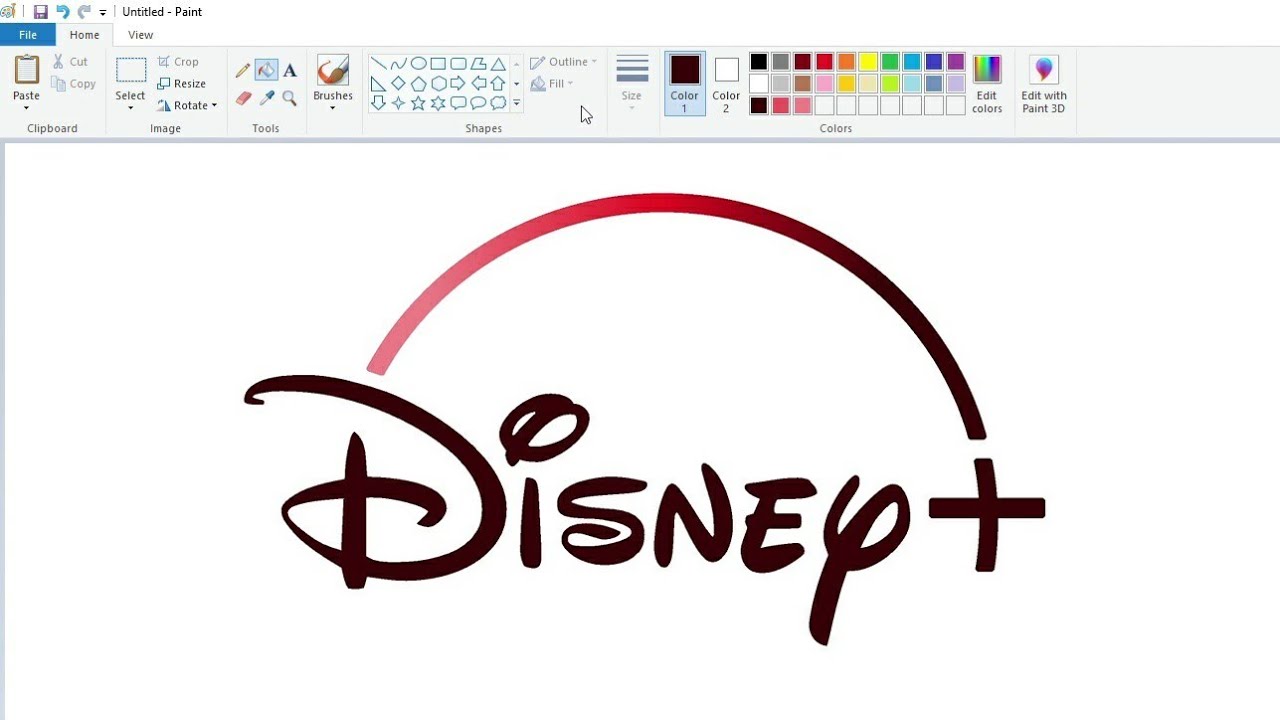 How to draw a red Disney+ logo using MS Paint | How to draw a red ...