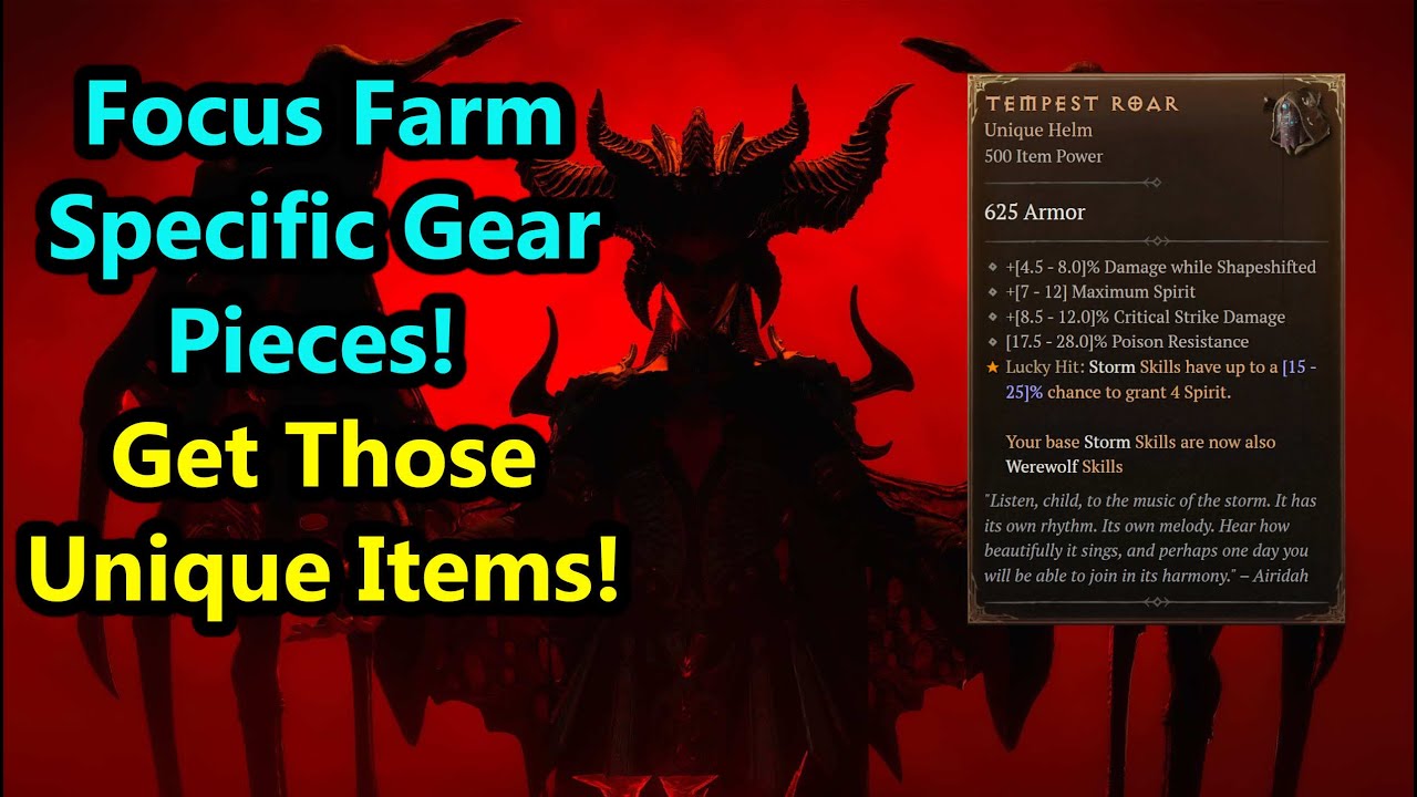 Diablo 4|Focus Farm Gear Pieces. Get Those Unique Items!! - YouTube