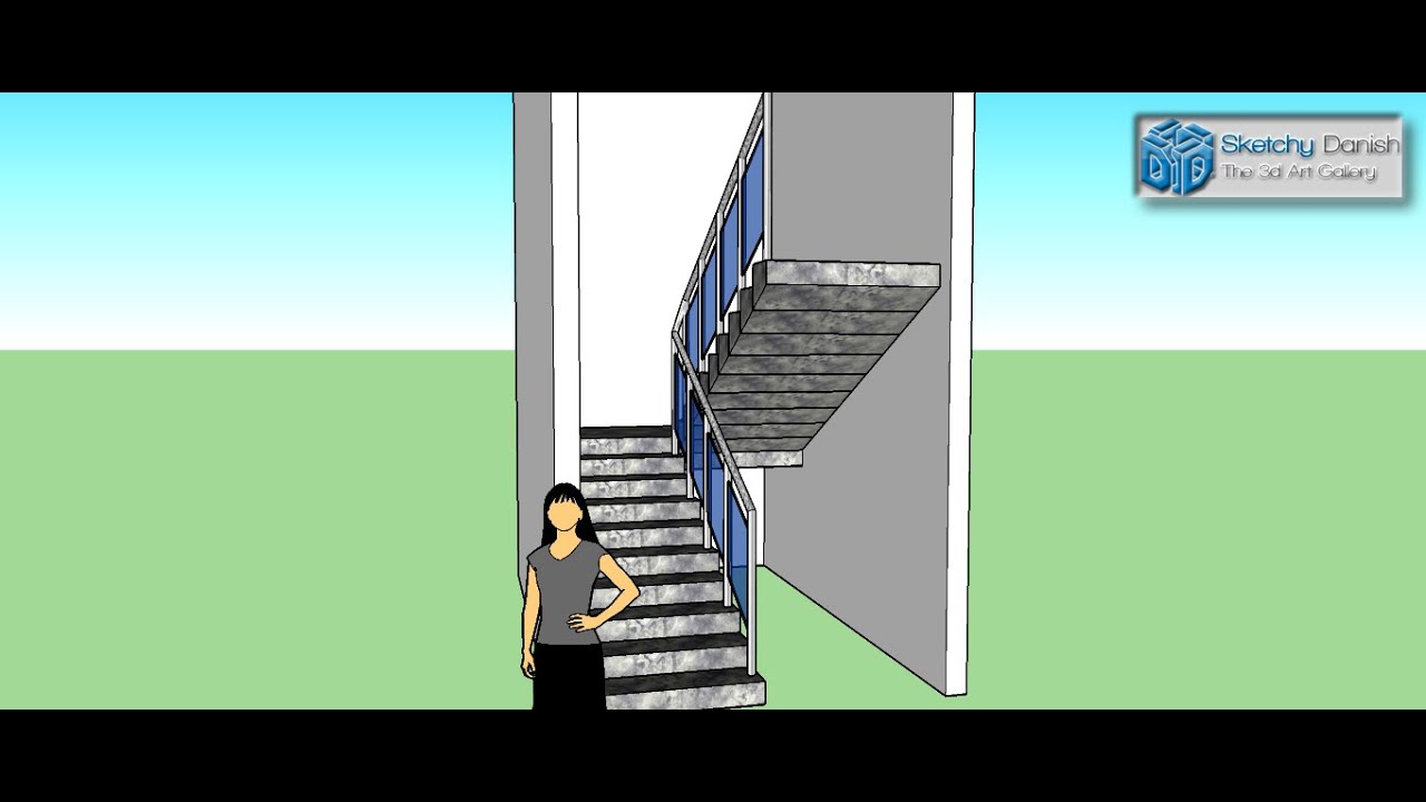 How to make U Shape Stair Case in Sketchup - YouTube