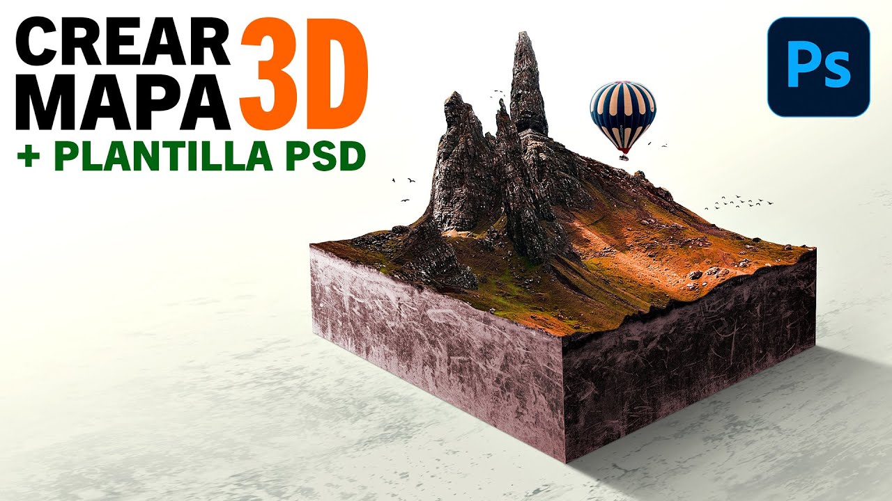 Cómo crear un mapa 3D en Photoshop + plantilla PSD - YouTube