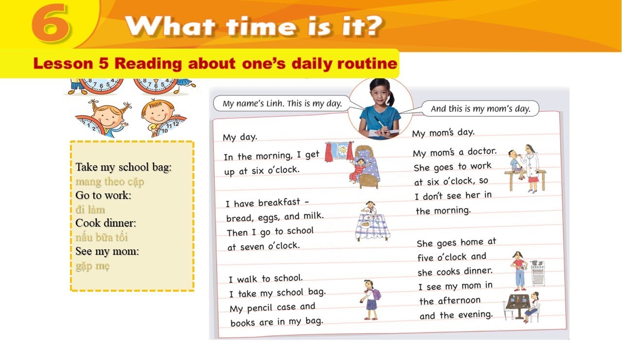 Unit 6 - Lesson 5 Reading about one's daily routine, SB page 44 - YouTube