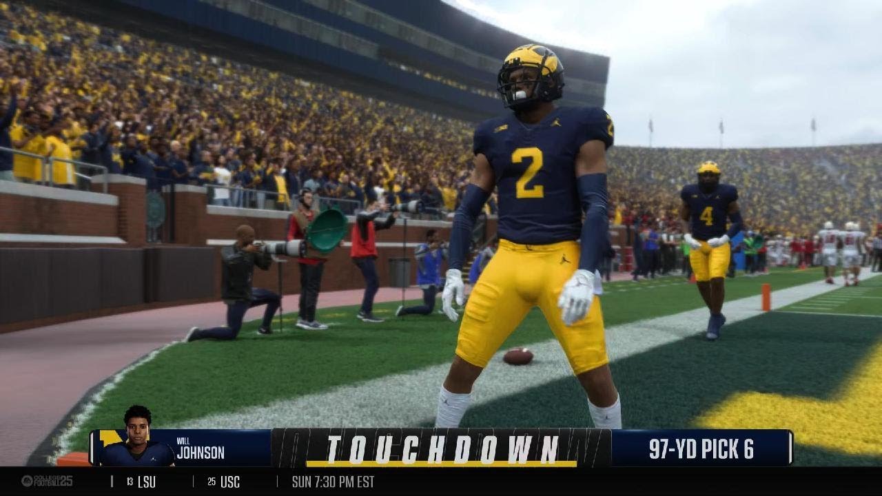 EA SPORTS College Football 25 PS5 Gameplay - Will Johnson 100 Yard Pick ...