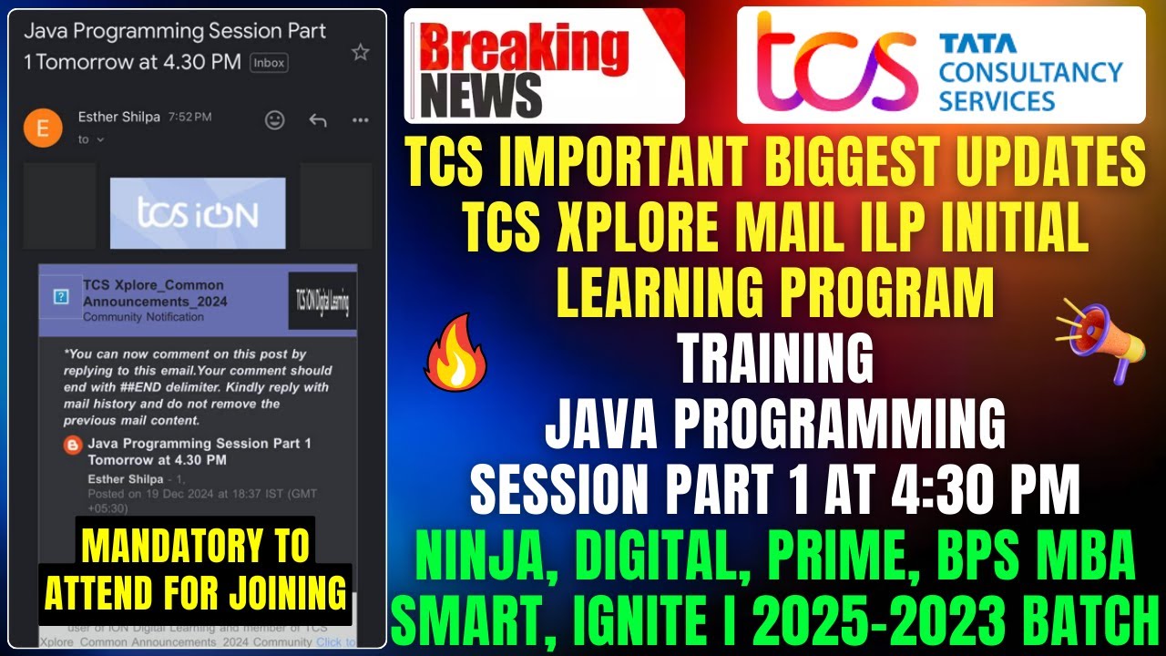 🔥TCS Xplore: Key Updates | ILP Training on Java Programming | Mandatory ...