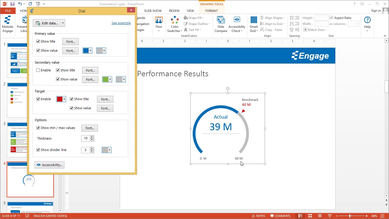 Create a Performance Dial using the Engage PowerPoint add-in - YouTube