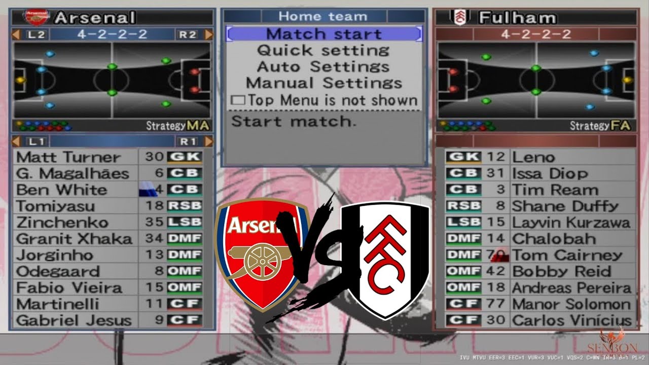 WINNING ELEVEN 10 KONAMI CUP ARSENAL VS FULHAM - YouTube