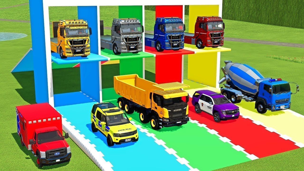 LOADER OF COLORS ! TRANSPORTING & GRASS LOADING with CAT BACKHOE ...