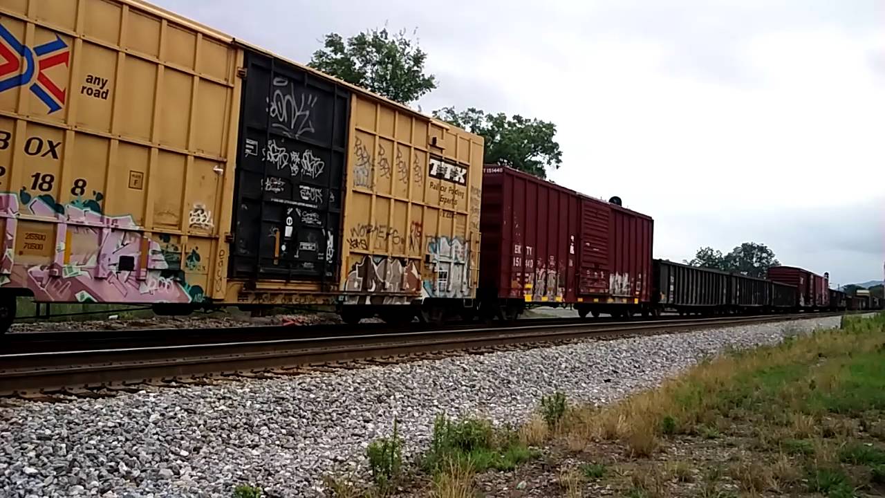 ns ab27 with ns #6124 sd40-2 south bound - YouTube