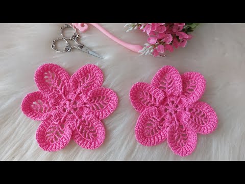 Muhteşem güzellikte çiçek yapımı🌺 easy flovers crochet #motif