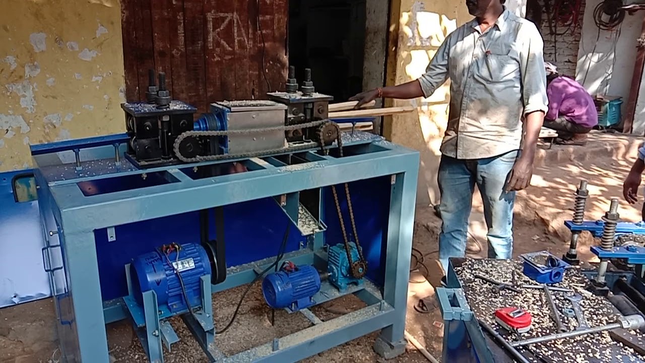 Broom stick Wood rounding machine - YouTube