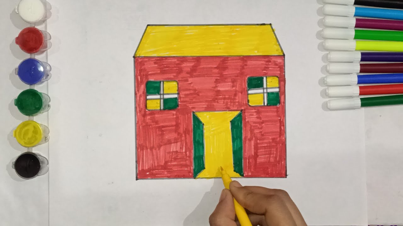 How to draw and colour a Hut || jhonpdi drawing and colouring ...