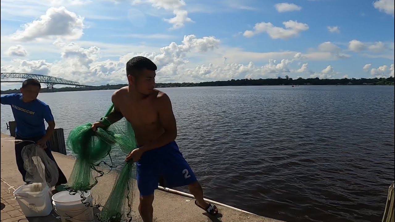 First catch shrimp with net - YouTube