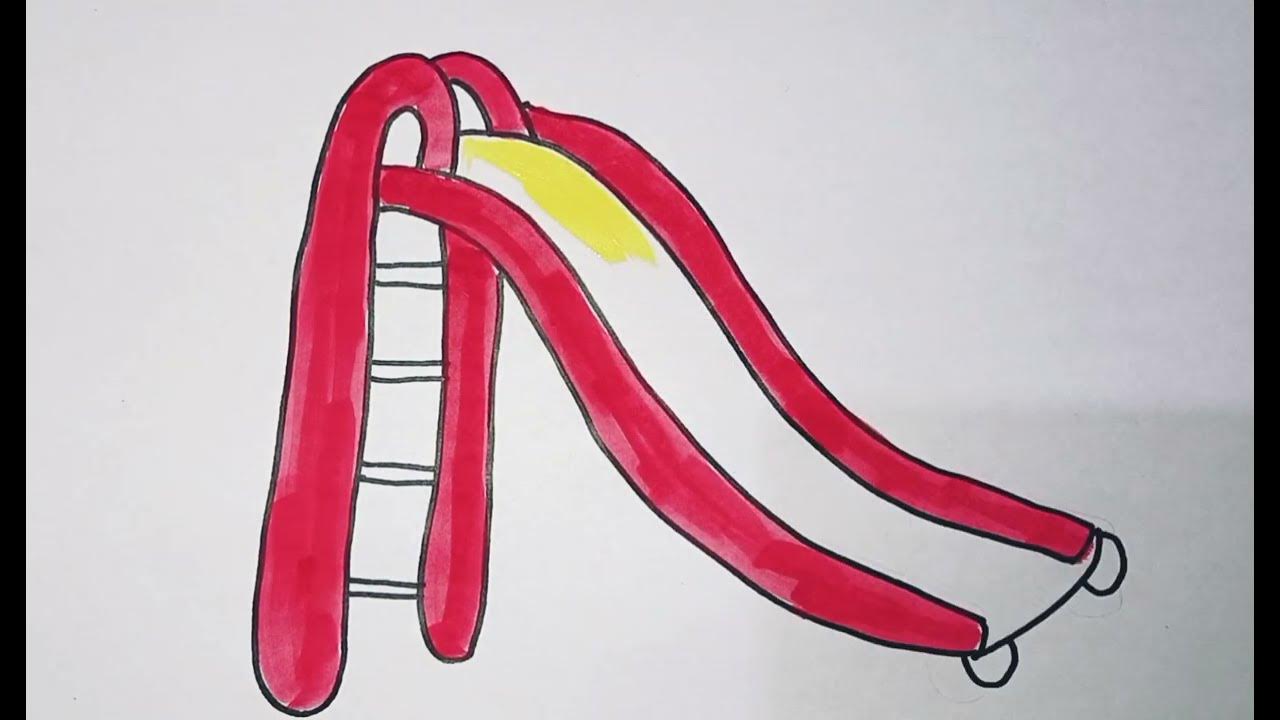 How to Draw a Playground Slide Step by Step Easy | Simple Slide drawing ...