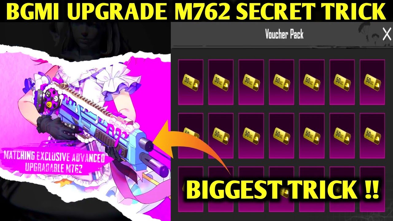 😍BGMI UPGRADE M762 SECRET TRICK | GET UPGRADE M762 SKIN IN LESS UC ...