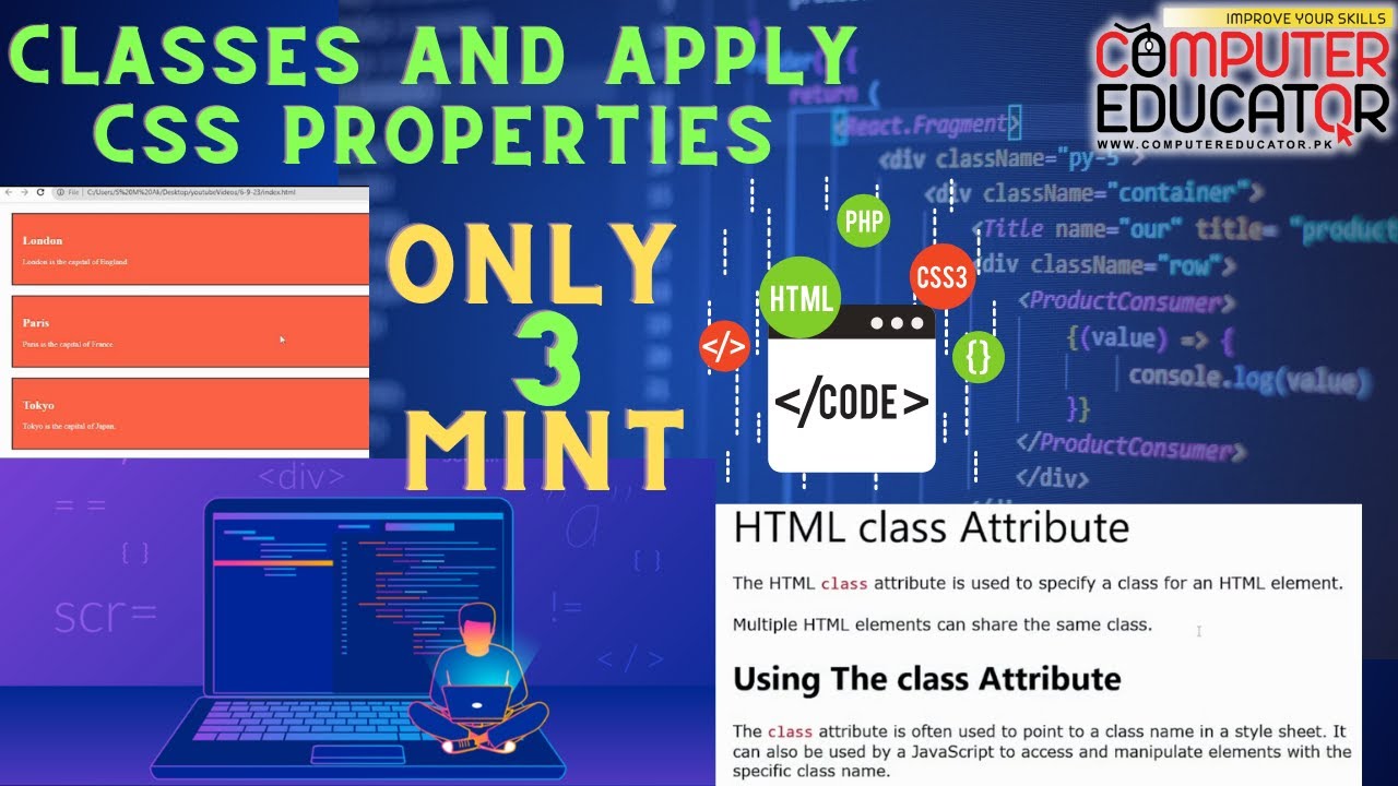 How to create classes and apply css properties 🔔 | Computer Educator ...