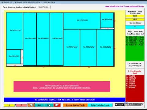 2D Panel Cutting Optimizer / Firesiz Sunta Kesim Programı