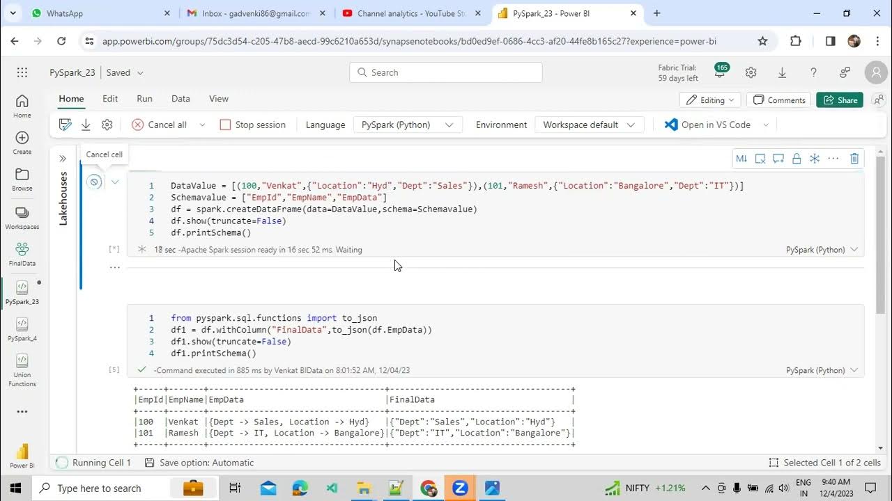 Understand About Tojson Functions In Pyspark Using Microsoft Fabric Youtube