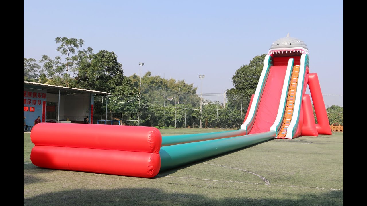 12m High Blow up Giant Shark Inflatable Water Slide with Pool Track for ...