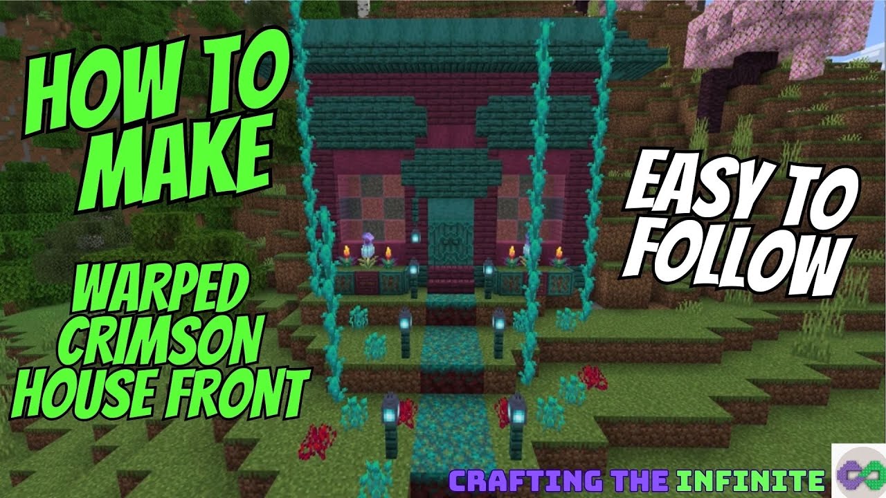 How to make Warped Crimson House Front Design in Minecraft (Easy to Follow) - YouTube