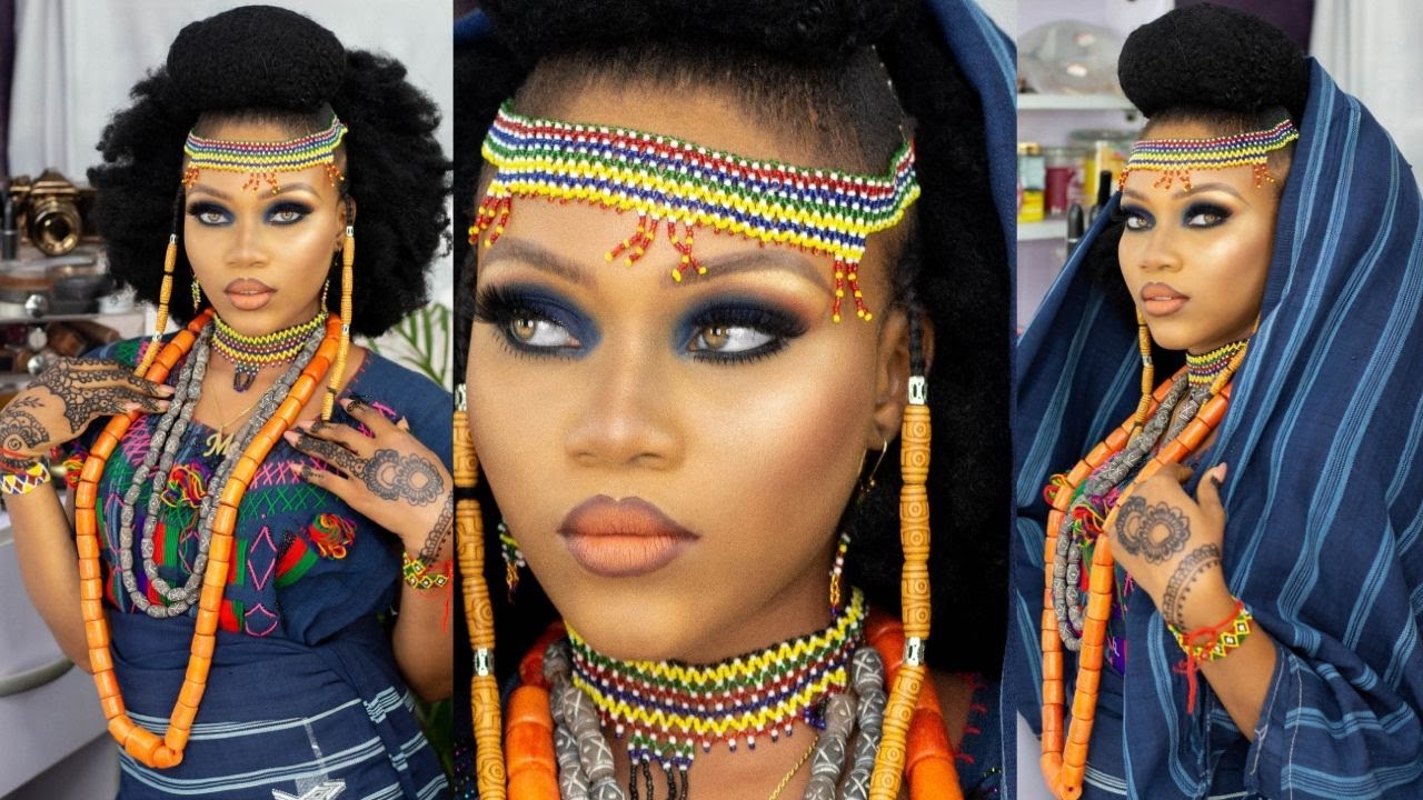 Fulani Bridal Makeup Tutorial Blue Smokey Eyes Youtube