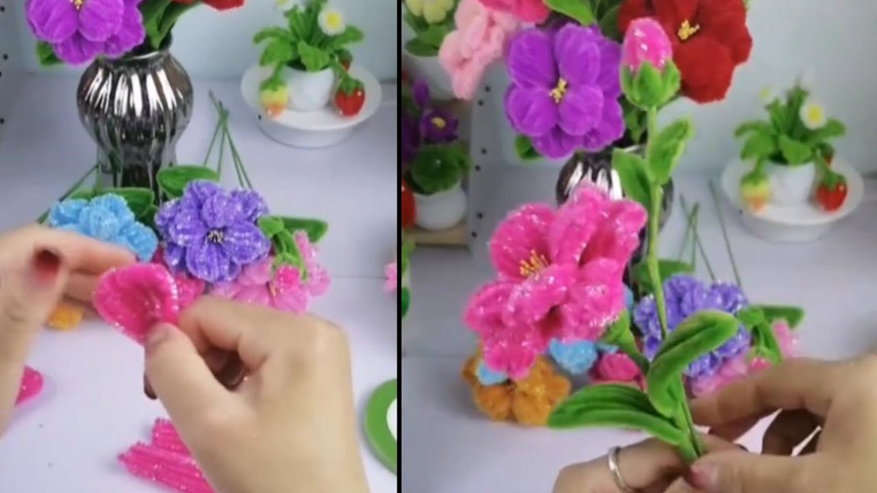 DIY | How to make lotus flower from pipe cleaner | Pipe Cleaner Flowers ...