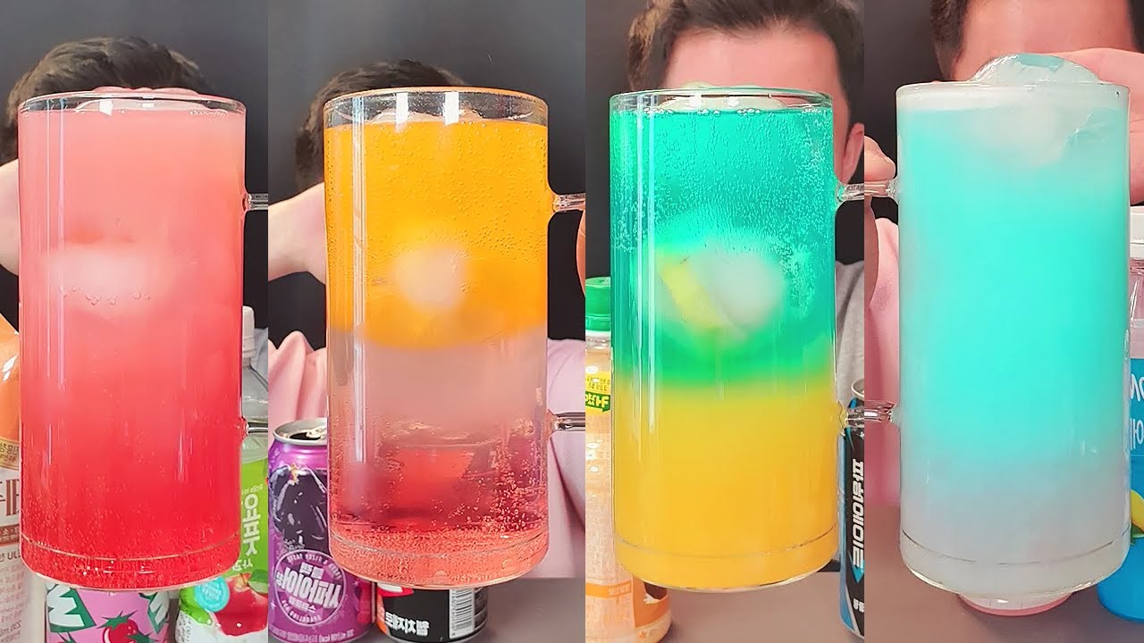 최고의 음료 꿀조합부터 최악의 조합까지⭐ 랜덤 음료수 원샷 먹방 모음 Asmr Drinking Sound Youtube