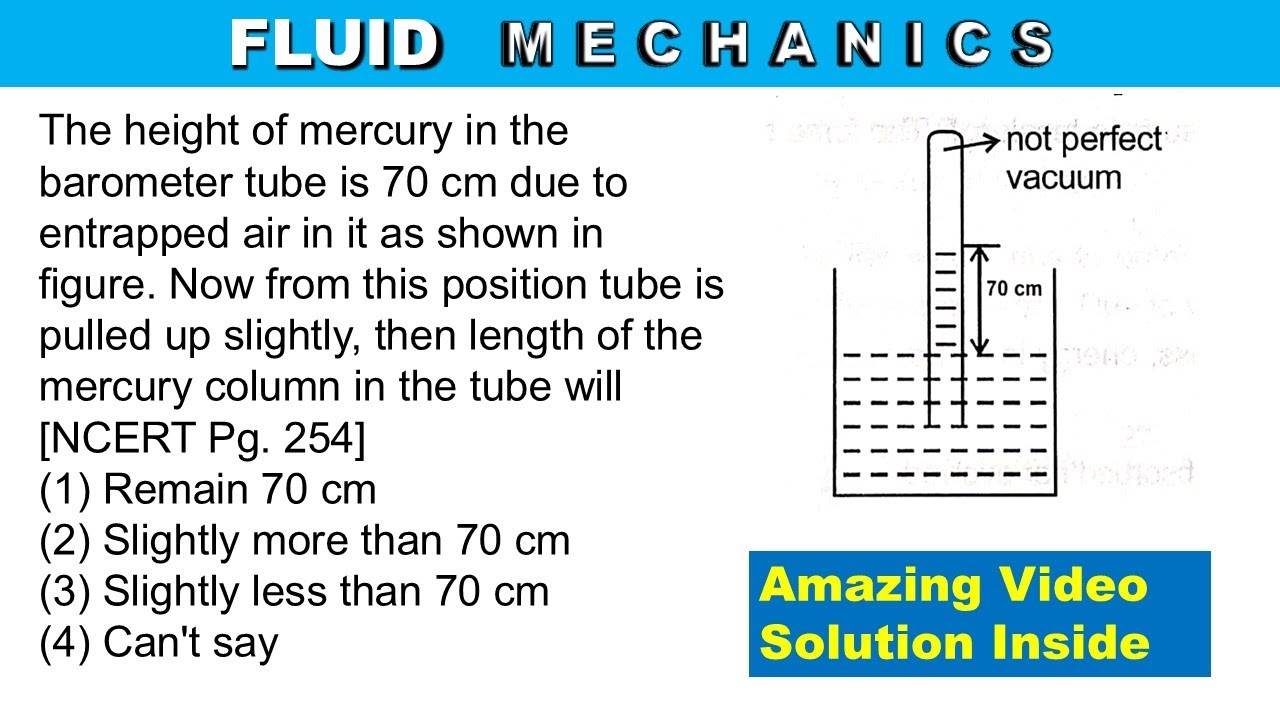 The height of mercury in the barometer tube is 70 cm due to entrapped ...