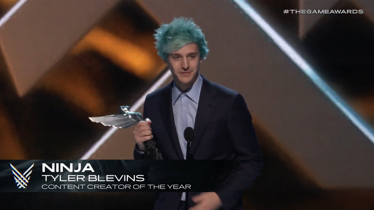 NINJA *WINS* CONTENT CREATOR OF THE YEAR AT THE GAME AWARDS! - YouTube