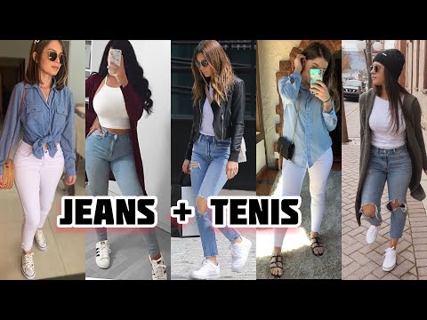 COMBINACIONES PERFECTAS JEANS + TENIS LOOKS CASUALES CON PANTALONES DE MEZCLILLA MODA 2022