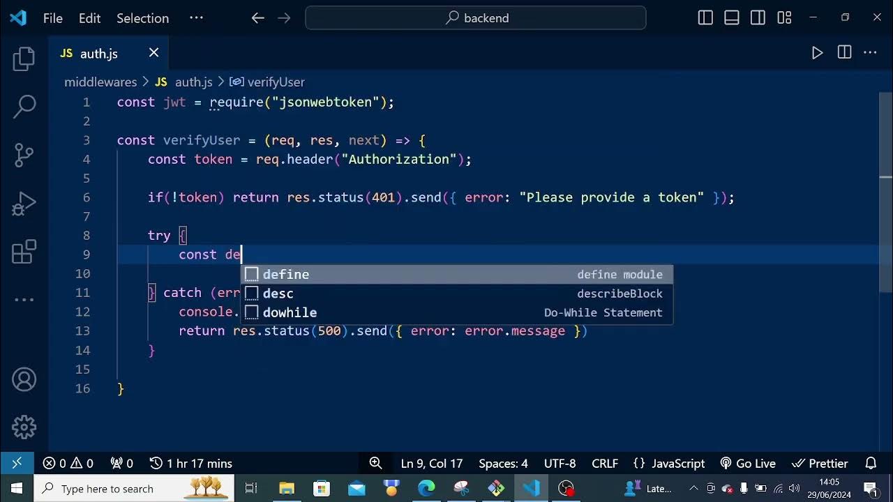 Todo App(ExpressJs) Part 13: Authentication Middleware - YouTube