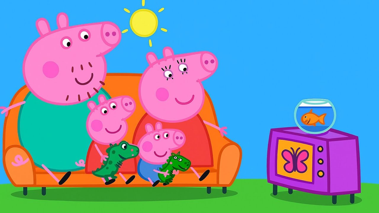 En español | La familia de Peppa Pig viendo televisión 📺 | dibujo ...