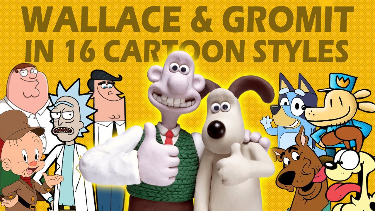 Wallace & Gromit in 16 CARTOON STYLES - YouTube