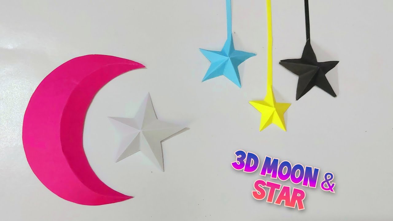 Very Easy 3D Moon and Star making || Ramadan Moon Craft || 3d Moon ...