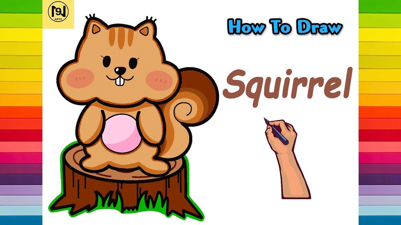 How to draw a SQUIRREL easy step by step | No.9 ARTS - YouTube