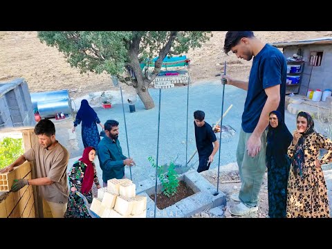 🗻🛖Farm Projects Day! Apricot Tree Fence & Milad/Mahin's House Walls COMPLETE!