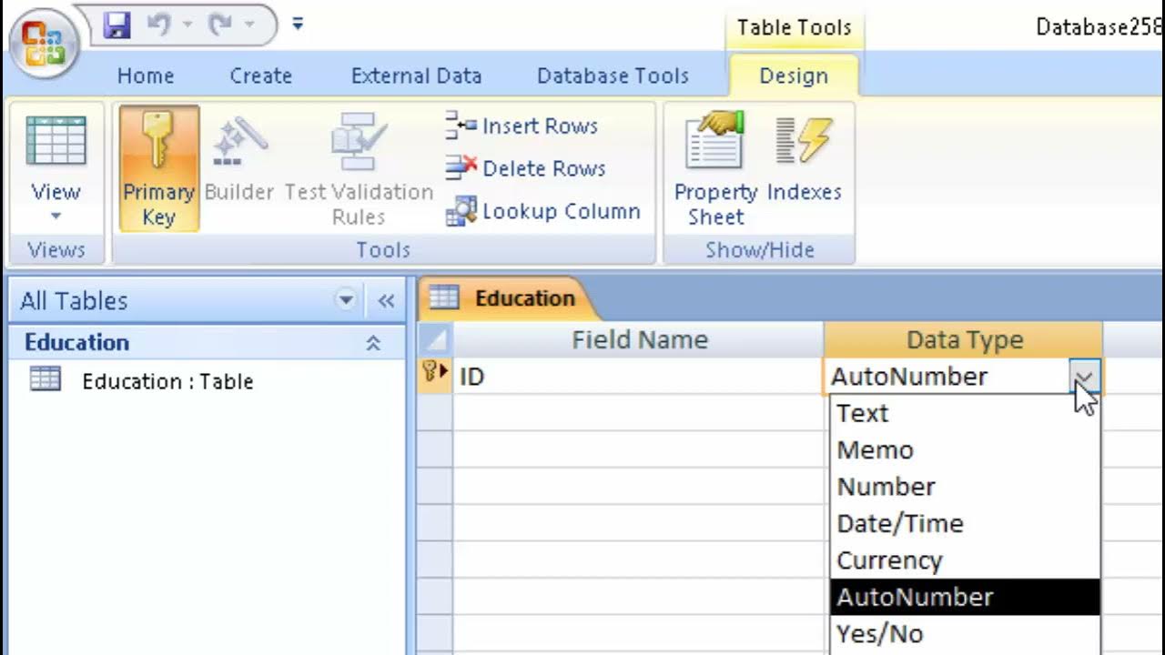 Primary key in Microsoft Access@COMPUTEREXCELSOLUTION - YouTube