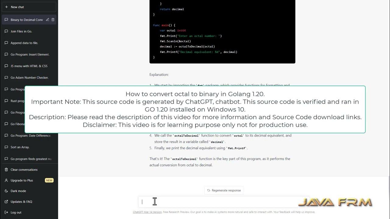 How to convert octal to binary in Golang 1.20 - YouTube