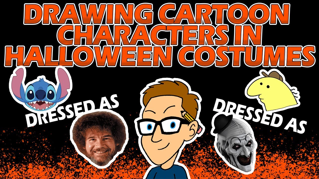 Drawing Cartoon Characters in Halloween Costumes - YouTube