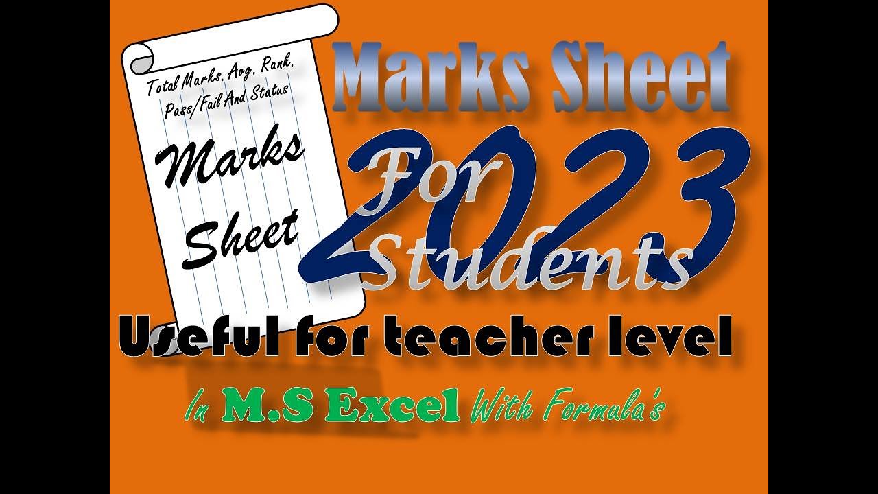 ٘Mark Sheet For Result Announce in M.S Excel | Teachers Choice in 2023 ...