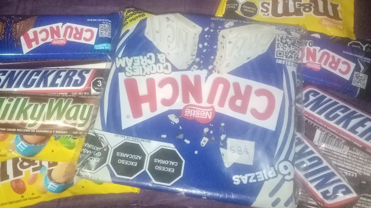 ASMR unboxing Hershey's Chocolate snickers milkyway m&ms crunch carlos ...