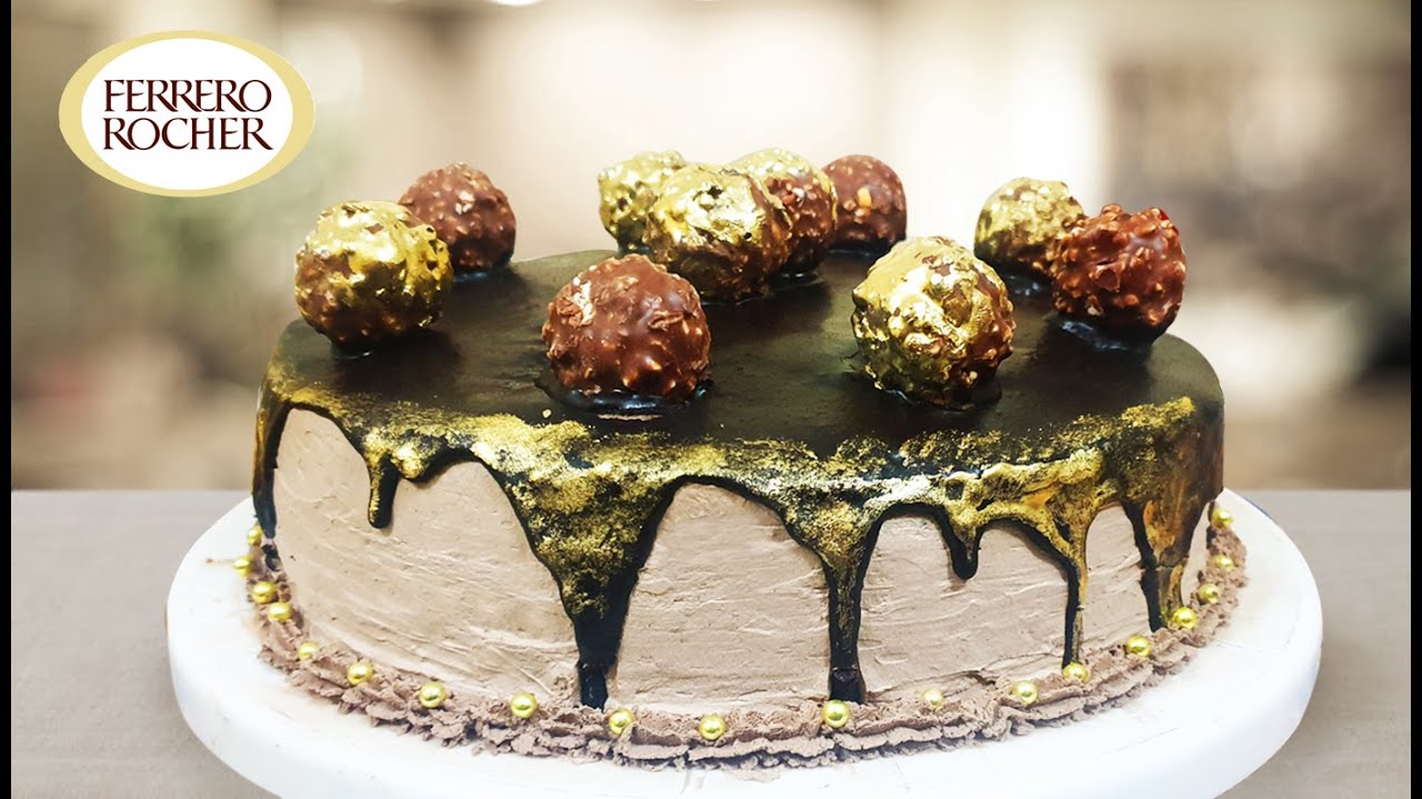 Gold Drip Ferrero Rocher Cake | Easy Chocolate Cake Recipe at Home ...