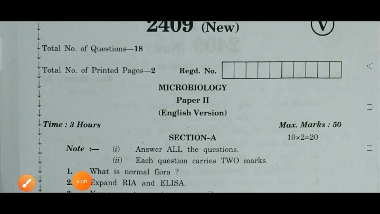 TS & Ap MLT 2nd years- 4 Model Question paper 2 in Microbiology - YouTube