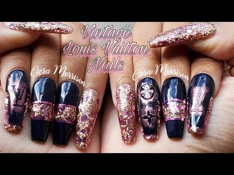 Acrylic Press on nails | Rose Gold Louis Vuitton Acrylic Press on Nails ...