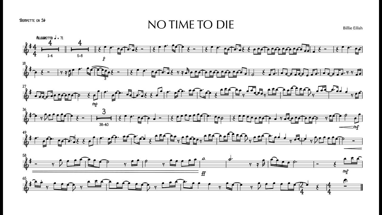 [BACKTRACK] No time to die (Billie Eilish) - for Bb Trumpet ...