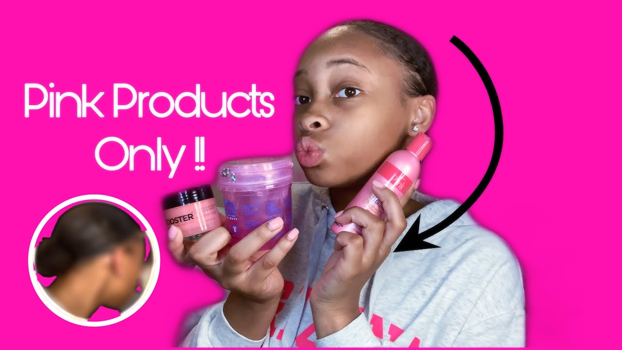 Doing my hair only using PINK hair products!! - YouTube