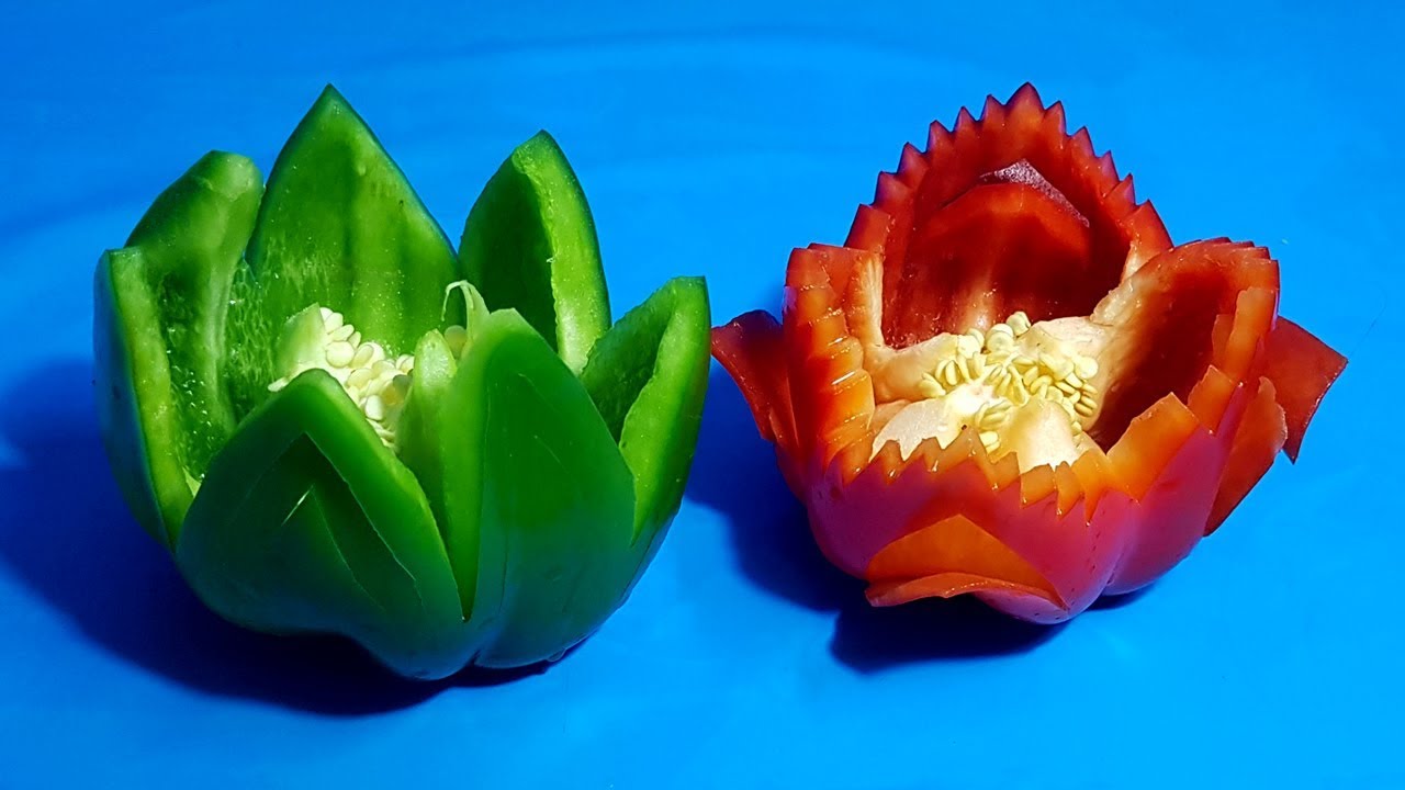 How to make Flower with a Bell pepper? Flower Bell pepper | Fruit ...